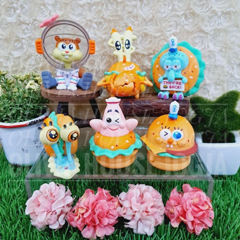 Jual Action Figure Spongebob Burger Kostum Set 6in1 Figure Spongebob ...