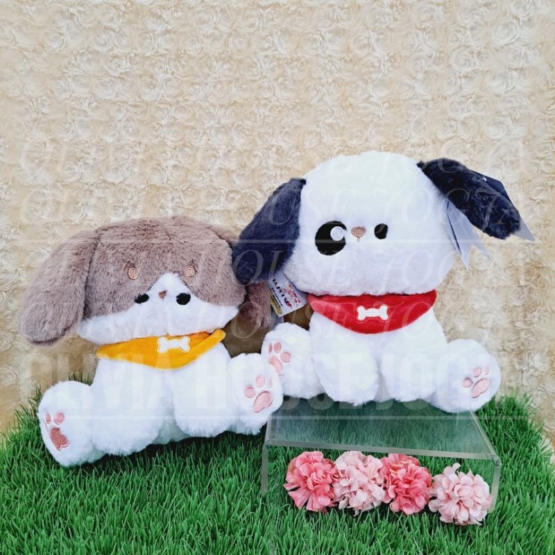 Jual Boneka Sitting Doggy Putih Celemek 8" Boneka Anjing Duduk Slaber ...