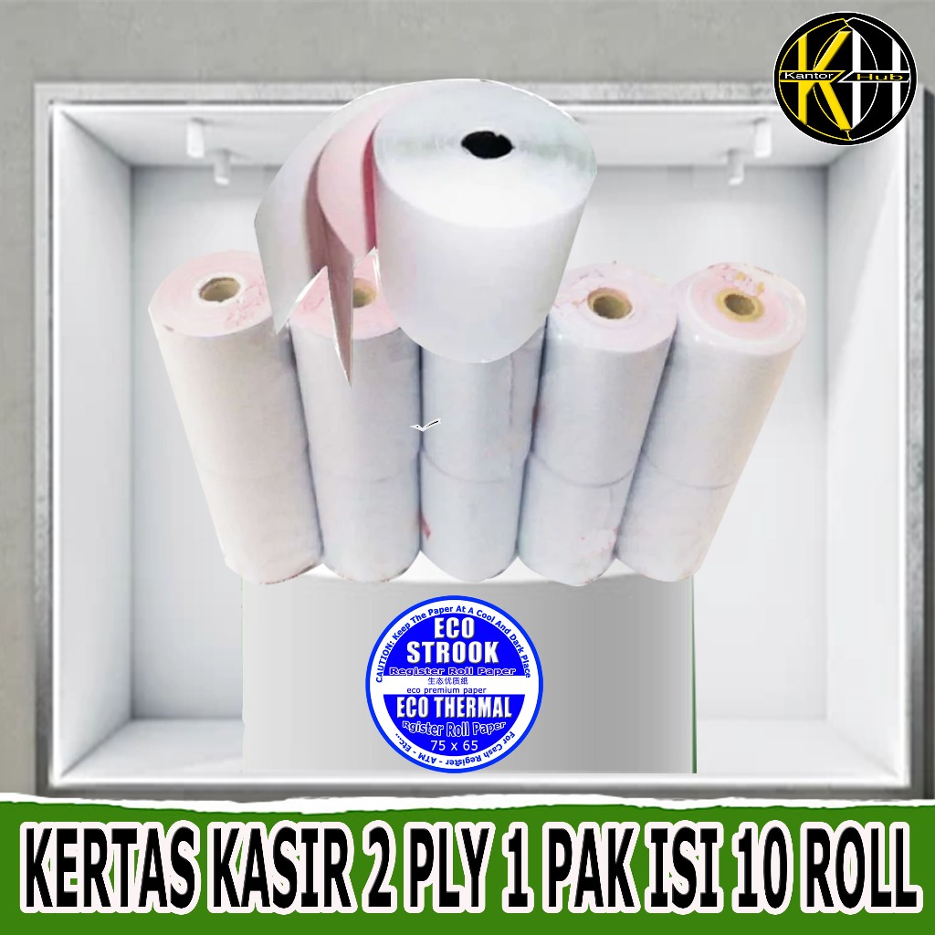 Jual Kertas Kasir 75x65 2 Ply isi 10 roll per pak / Jual kertas ...