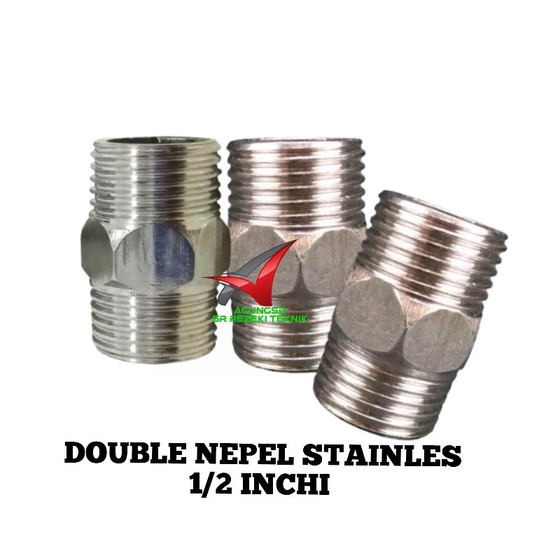 Jual Double Nepel Stainles 1/2 Inchi / Nepel Sambungan Selang Fleksibel ...