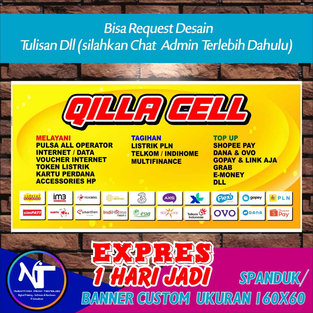 Jual Spanduk / Banner Konter Pulsa & Paket Data Ukuran 160x60 cm ...