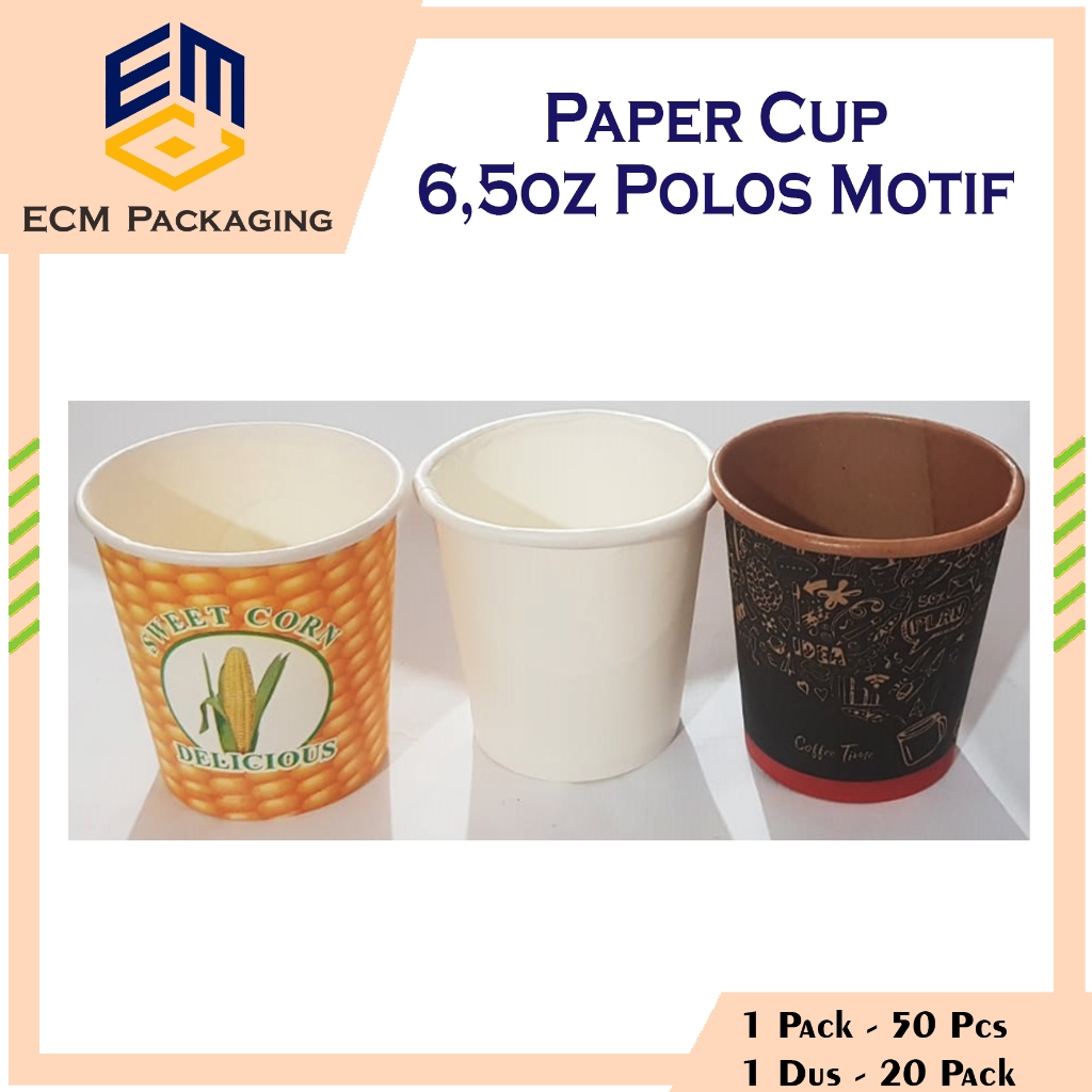 Jual PAPER CUP PUTIH POLOS MOTIF 6,5 OZ 50PCS | GELAS KERTAS | PAPER CUP JAGUNG | GELAS TEH ...