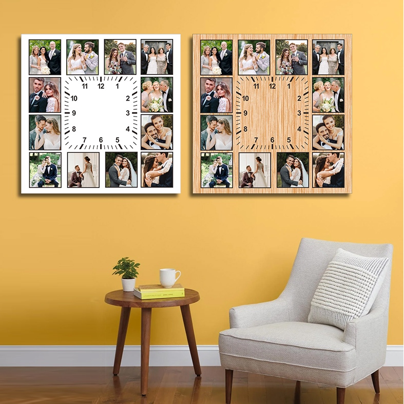 Jual JAM DINDING FOTO BANYAK ISI 12 FOTO JAM KAYU BISA PAKAI FOTO ...