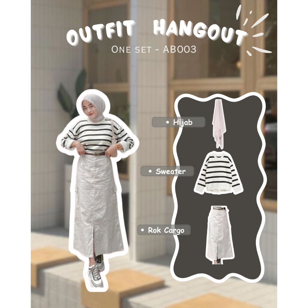 Jual AB003 - 3 IN ONE SET CEWE KEKINIAN KOREAN STYLE | OOTD Hangout Simple & Elegan | Outifit ...