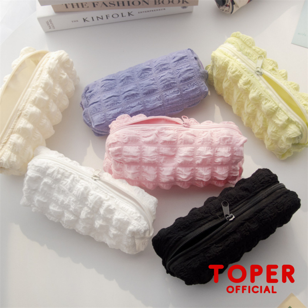 Jual TOPER Kotak Pensil Kain Kapasitas Besar Warna Pastel Macaroon Soft ...