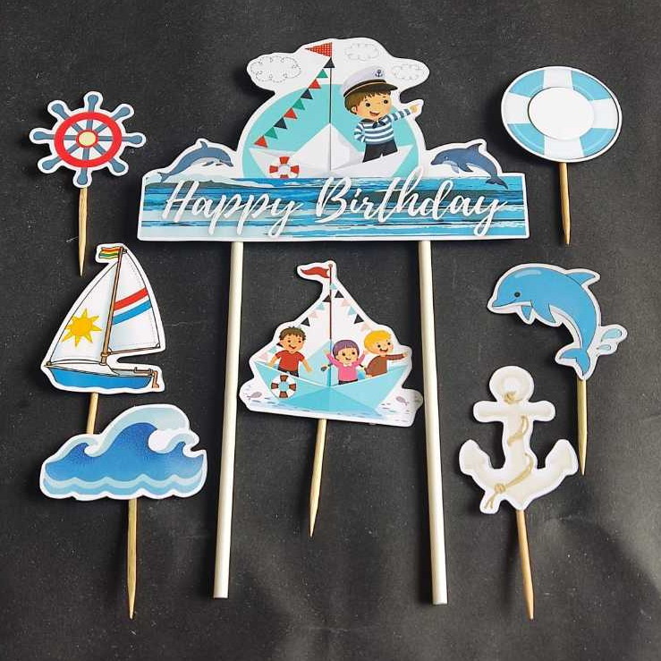 Jual topper kapal laut kapten nahkoda sea hiasan kue happy birthday ...