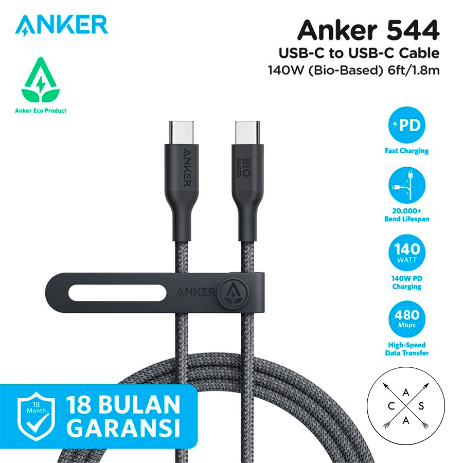 Jual Anker 544 PowerLine USB-C to USB-C Bio-Based Cable 6ft / 1.8m ...