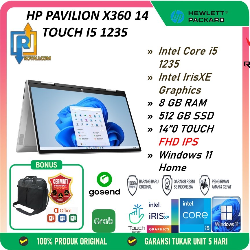 Jual HP PAVILION X360 14 TOUCH I5 1235 8GB 512GB W11 14.0FHD IPS ...