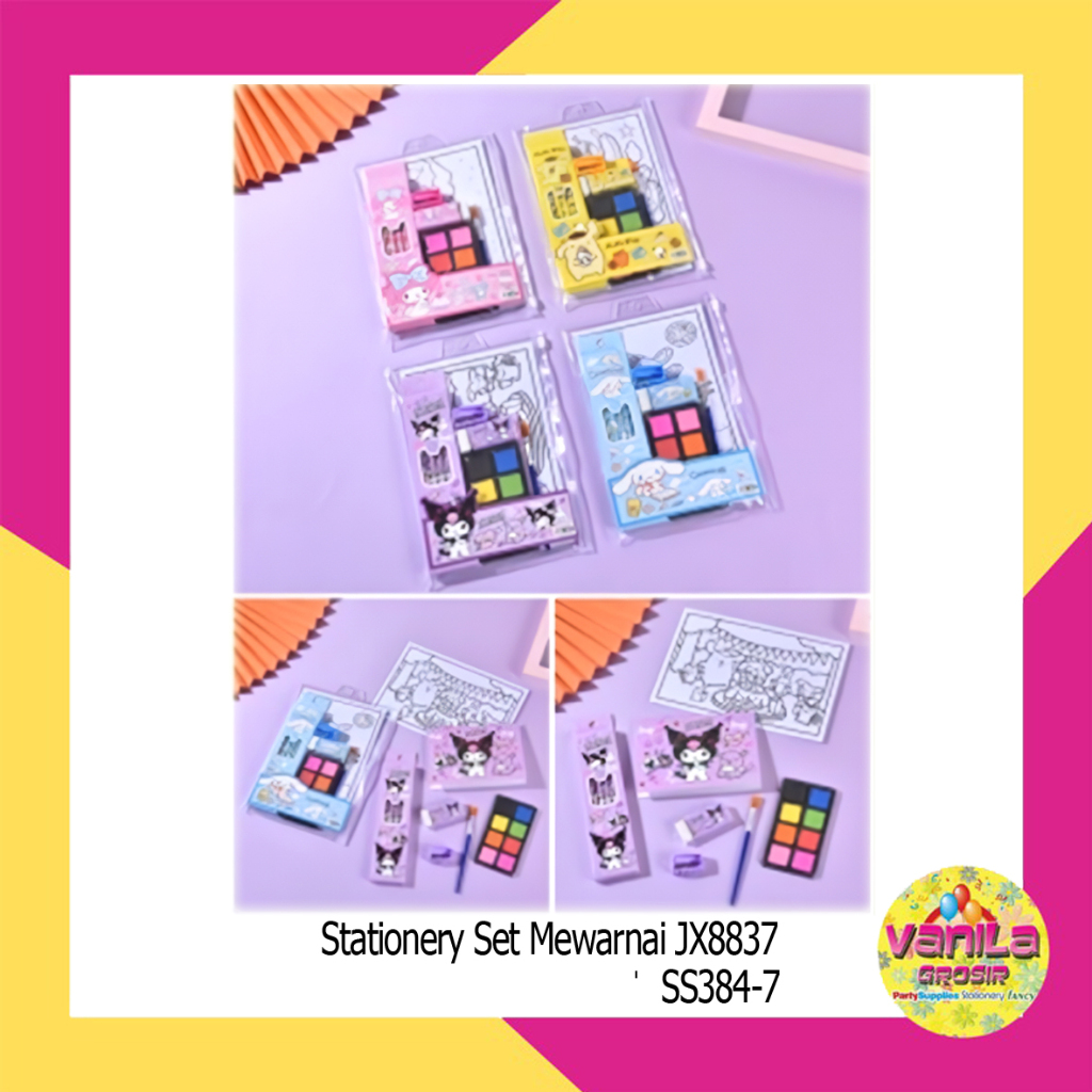Jual (1Set) Stationery Set Mewarnai Melody, set alat mewarnai, tempel ...