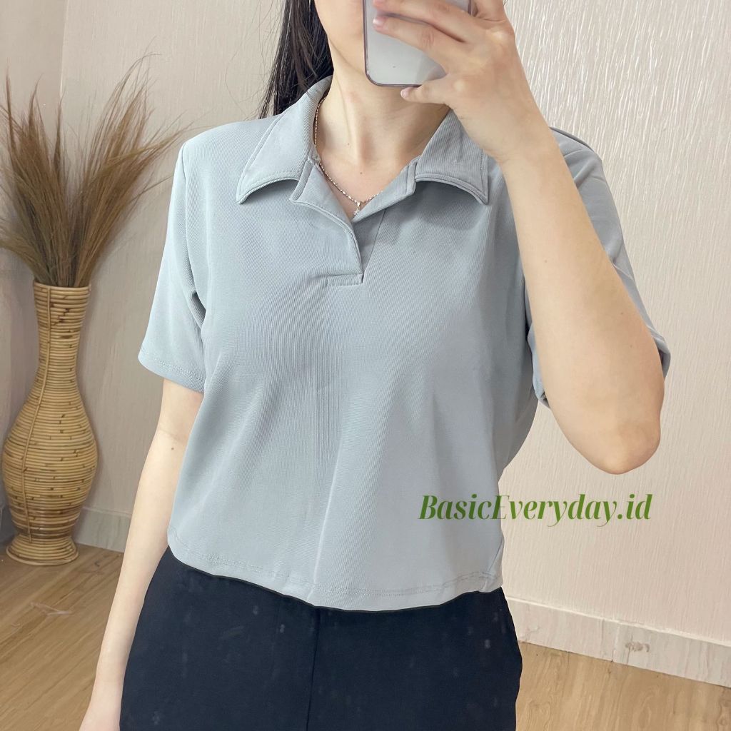 Jual BasicEveryday Basic Polo Crop Top Wanita Baju Polo Shirt BE01 | Shopee Indonesia
