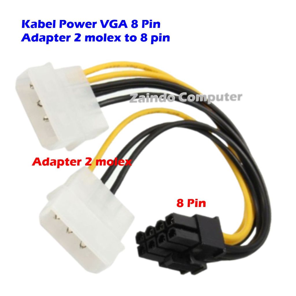 Jual KABEL POWER VGA 8 PIN DUAL MOLEX 4 PIN SAMBUNGAN KABEL POWER VGA 8 ...