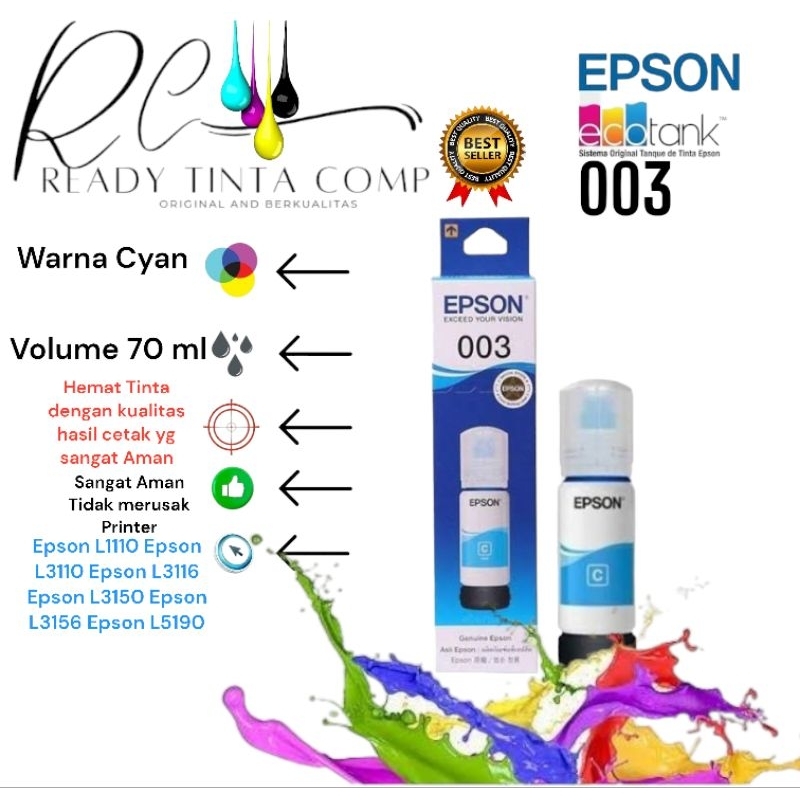 Jual Tinta Epson 003 CYAN Original | Shopee Indonesia