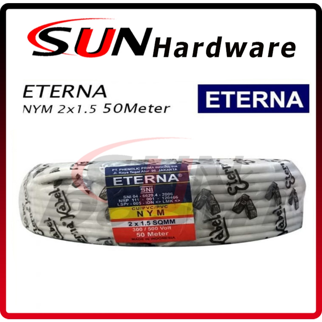 Jual Kabel Listrik Eterna NYM 2 x 1,5 mm Isi kabel 2 SNI 50 meter Cable Rolan Rol Instalasi ...
