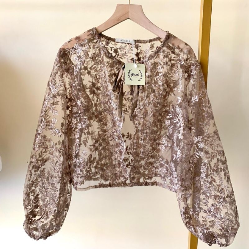 Jual Crop Outer Brokat flower / Outer brukat / baju kondangan / Ajmala ...