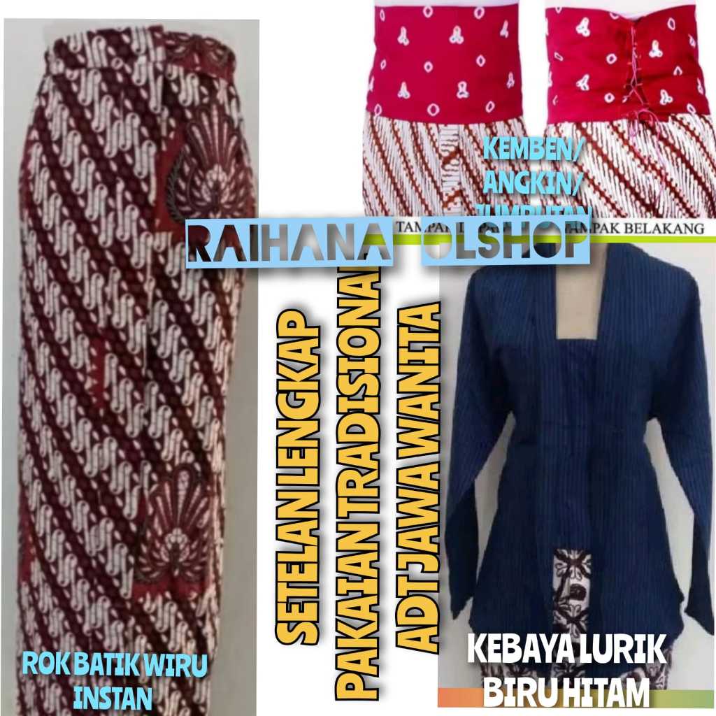 Jual SEPAKET BAJU ADAT JAWA WANITA | KEBAYA LURIK BIRU HITAM + ROK ...