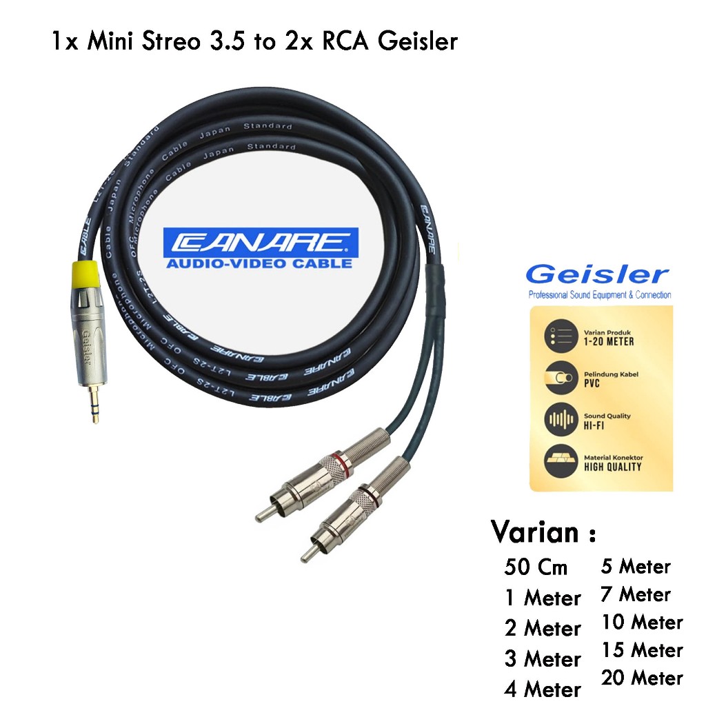 Jual Kabel Audio HP Jack Mini Aux Stereo SLV 3.5 mm To 2x RCA Geisler ...