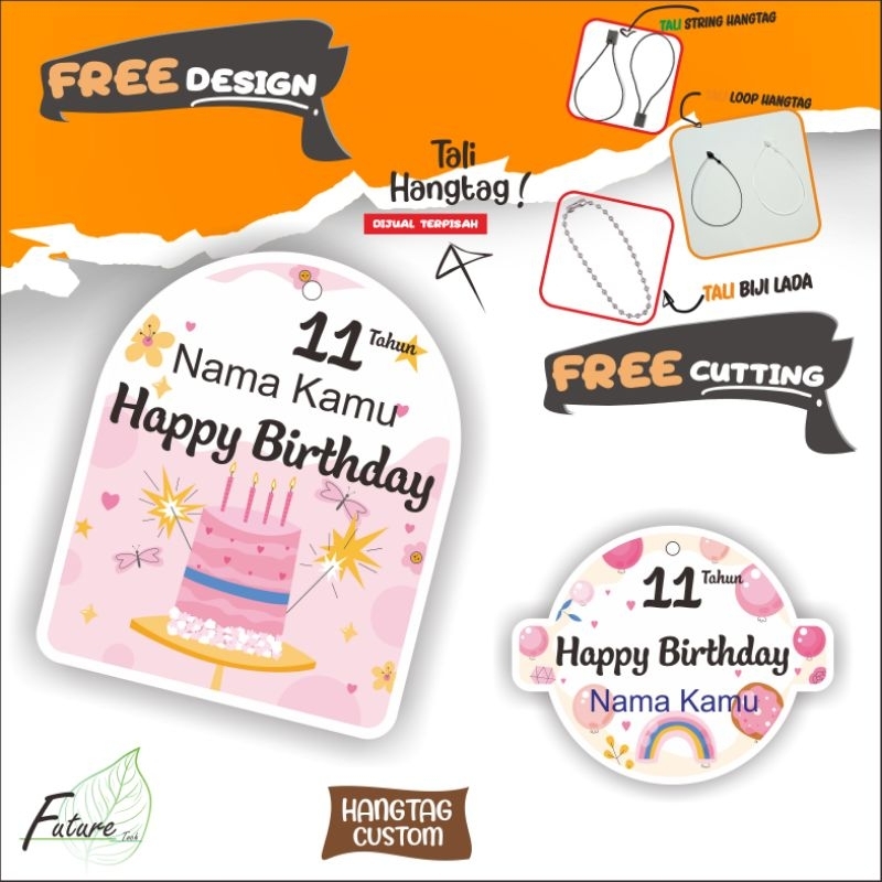 Jual Hang Tag - Ulang Tahun Custom / Hang Tag Thank You Card Ulang ...