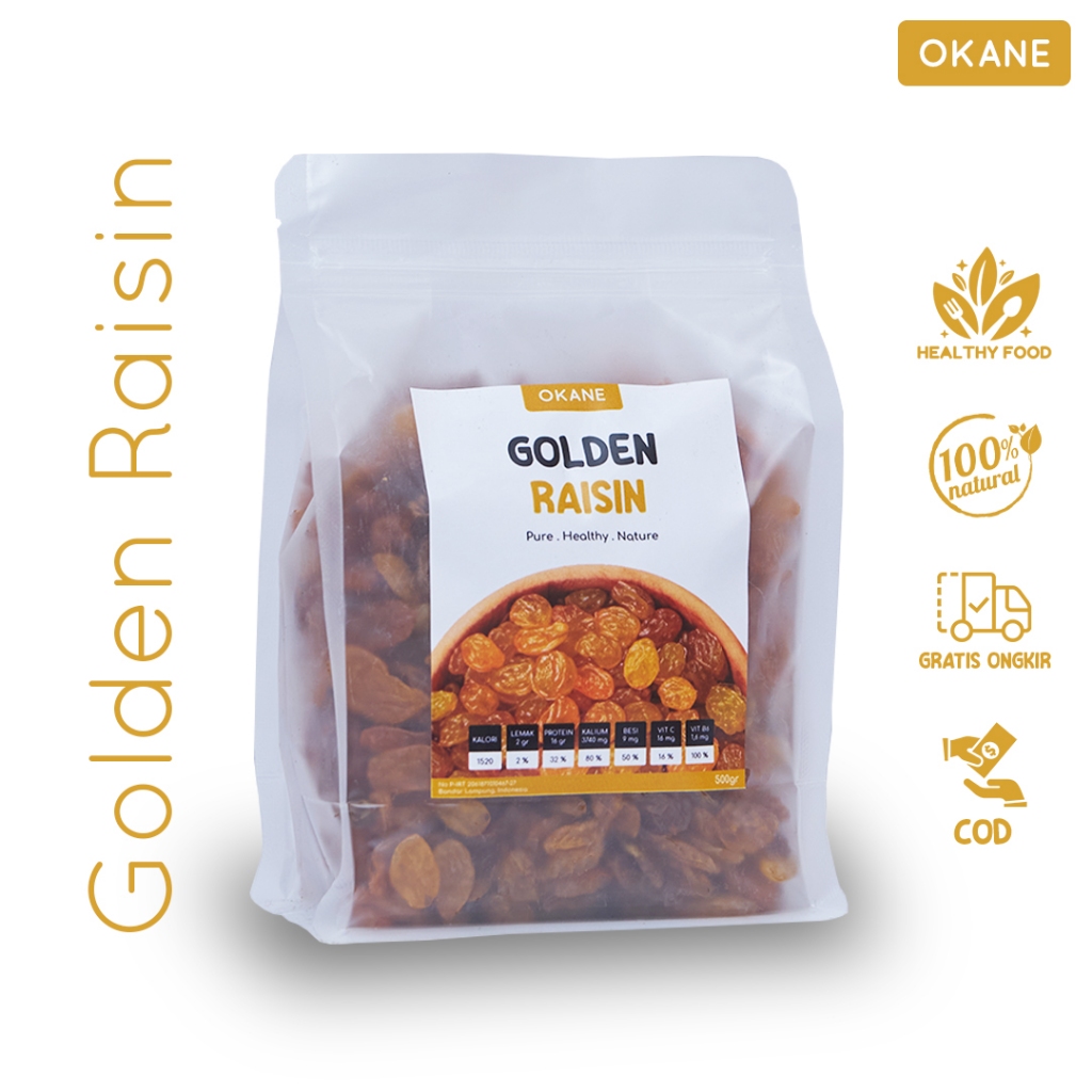 Jual Golden Raisin Kismis OKANE 500 gr / Camilan Buah Kering Kismis ...