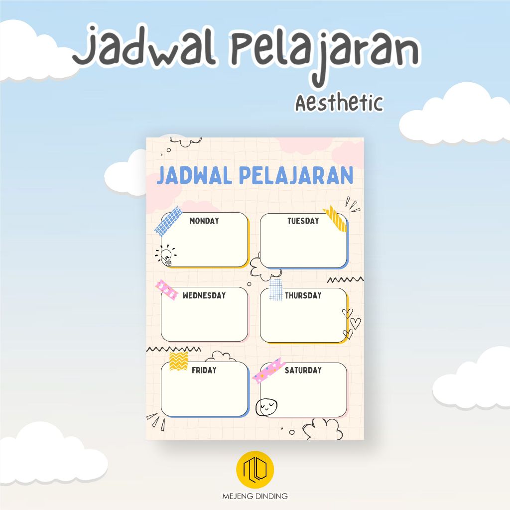 Jual JADWAL PELAJARAN CUSTOM / JADWAL PELAJARAN AESTHETIC / schedule ...