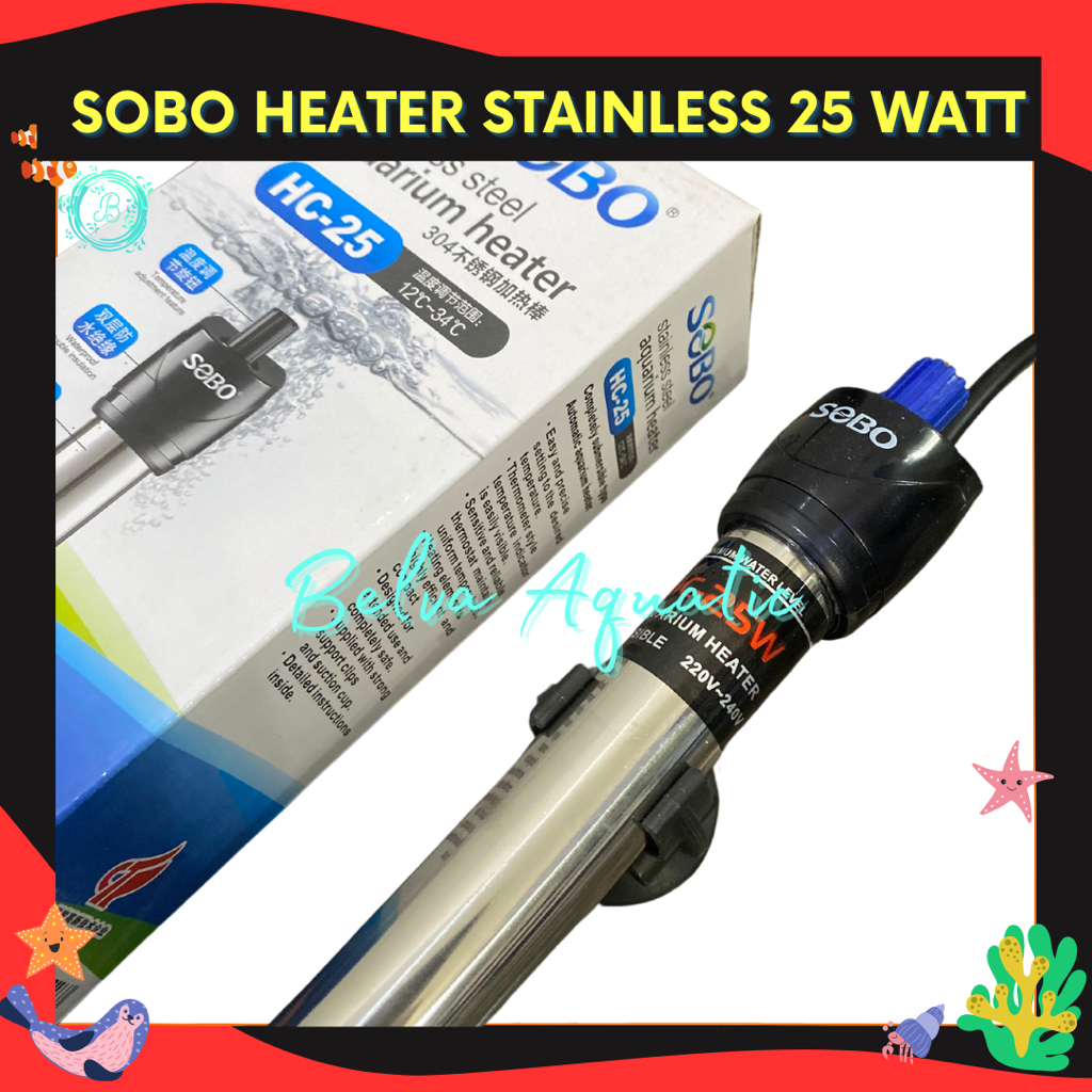 Jual Sobo Amara Heater Stainless Steel 25 Watt 25W Anti Pecah Hiter ...