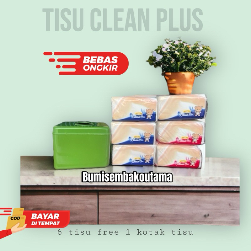 Jual Tisu Clean Plus isi 6 Free tempat tisu | Shopee Indonesia