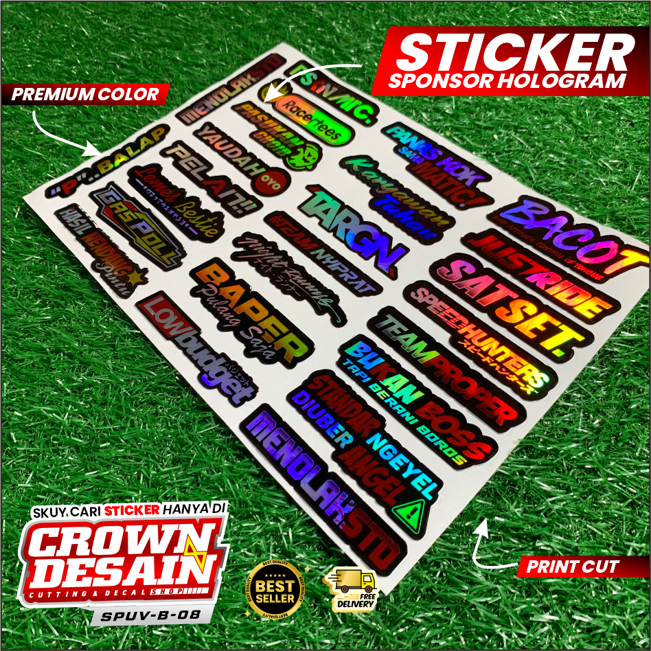 Jual Stiker Sponsor Cutting Stiker Sponsor Hologram Vinyl 1 Pack ...