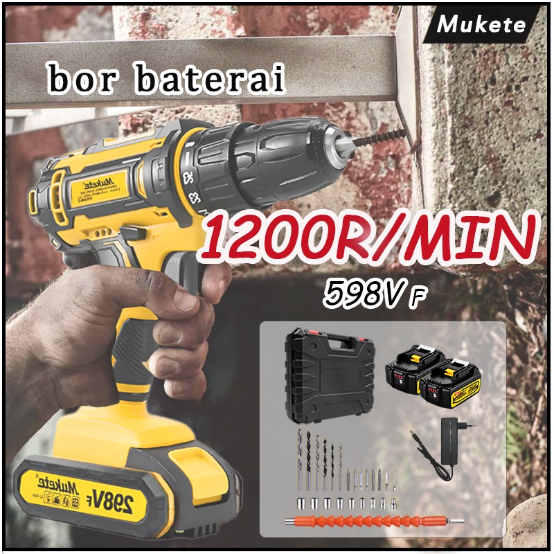 Jual Mukete 1200R/MIN 398/598VF baterai bor bor listrik mini bor impact ...