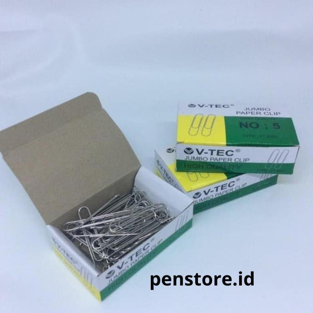 Jual (Pack) Clip Paper V-Tec No.5 Jumbo Oval / Trigonal Clip Oval Besi ...