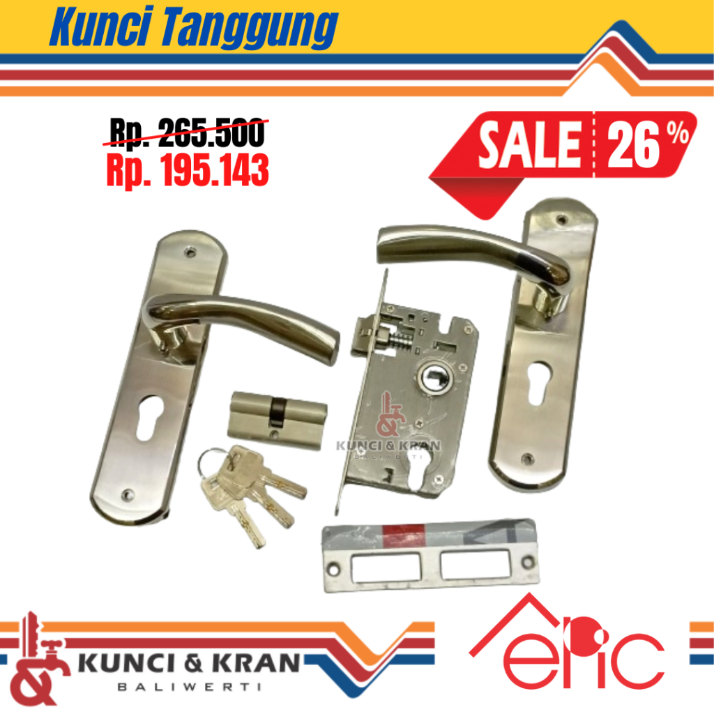 Jual Kunci tanggung set EPIC 906 SS handle pintu lengkap kunci gagang ...