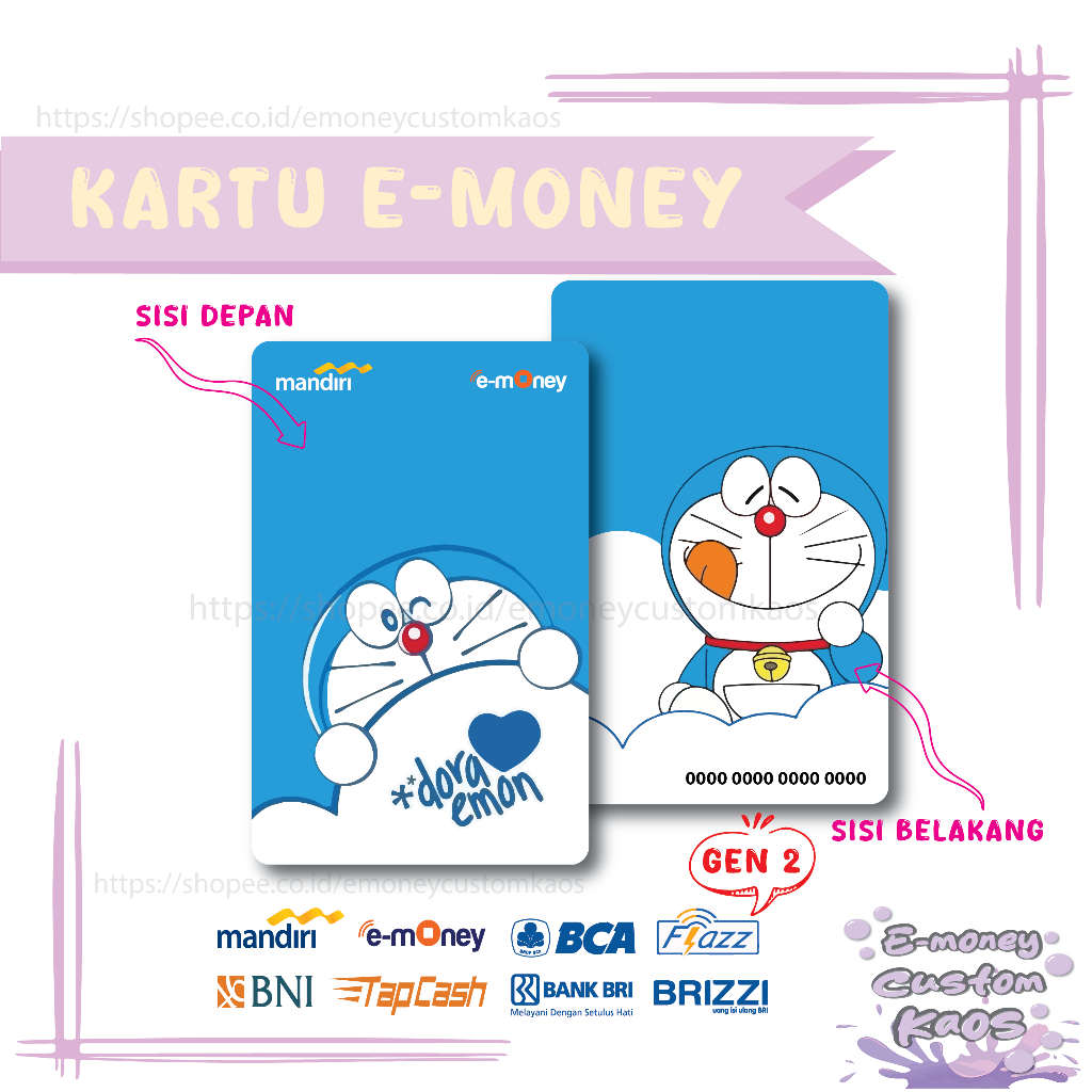 Jual KARTU EMONEY ANIME DORAEMON LUCU ETOLL MANDIRI FLAZZ BCA GEN 2 BNI ...