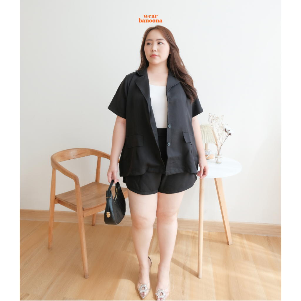 Jual wear.banoona - Jiyeon Set Blazer & Pants | Setelan Outer dan Celana Pendek Big Size Wanita ...