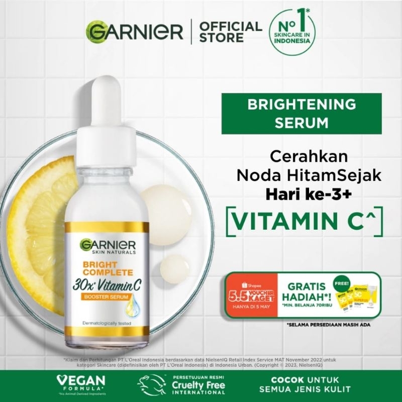 Jual GARNIER BRIGHT COMPLETE VITAMIN C 30X BOOSTER SERUM 30ML | Shopee Indonesia