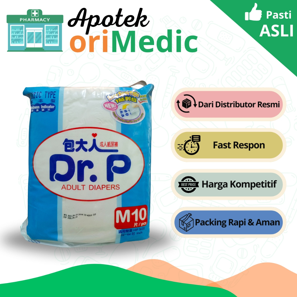 Jual Dr P Adult Diapers Basic M 10 Pads | Shopee Indonesia