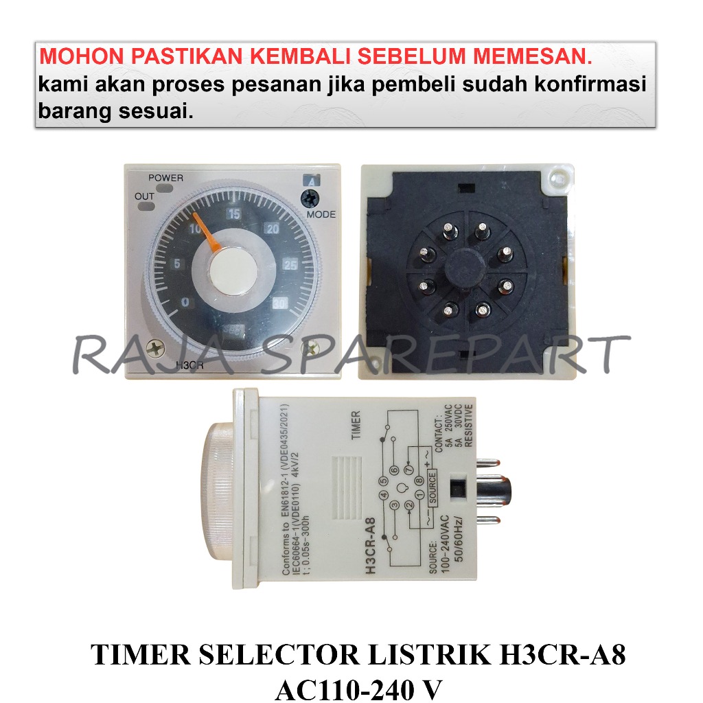Jual TIMER ON DELAY / TIMER H3CR-A8 / TIMER SELECTOR LISTRIK H3CR-A8 ...