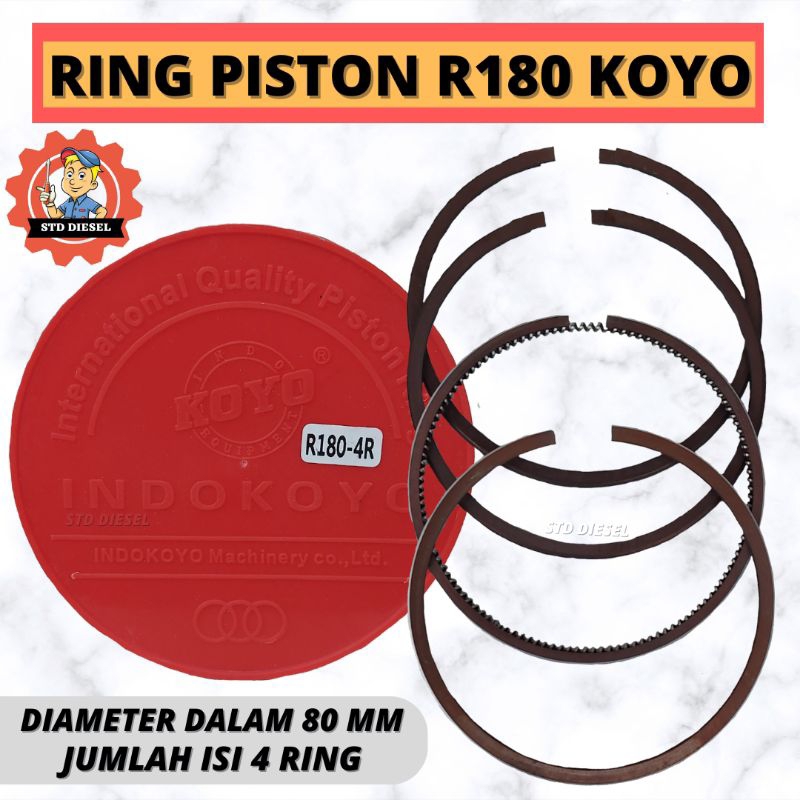 Jual RING PISTON MERK INDOKOYO R180 180 80MM RENG SEKER SEHER DIESEL ENGINE 8 HP PK 4 RING ...