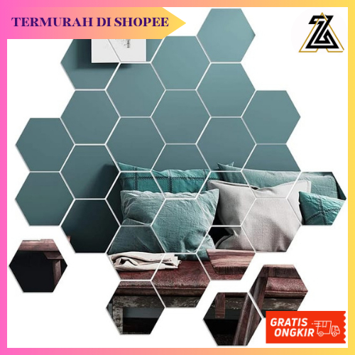 Jual STICKER KACA TEMPEL HEXAGONAL / KACA CERMIN TEMPEL MIRROR ...