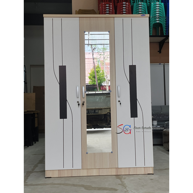 Jual [TERBARU] LEMARI PAKAIAN KACA PANJANG 3 PINTU / LEMARI BAJU KACA ...