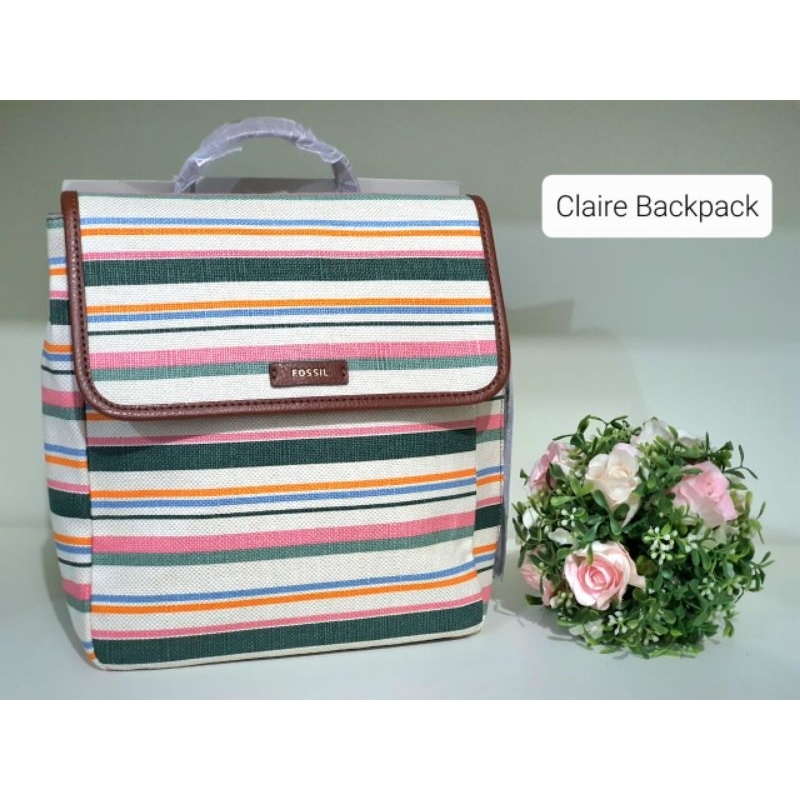 Jual Fossil claire backpack stripe | Shopee Indonesia