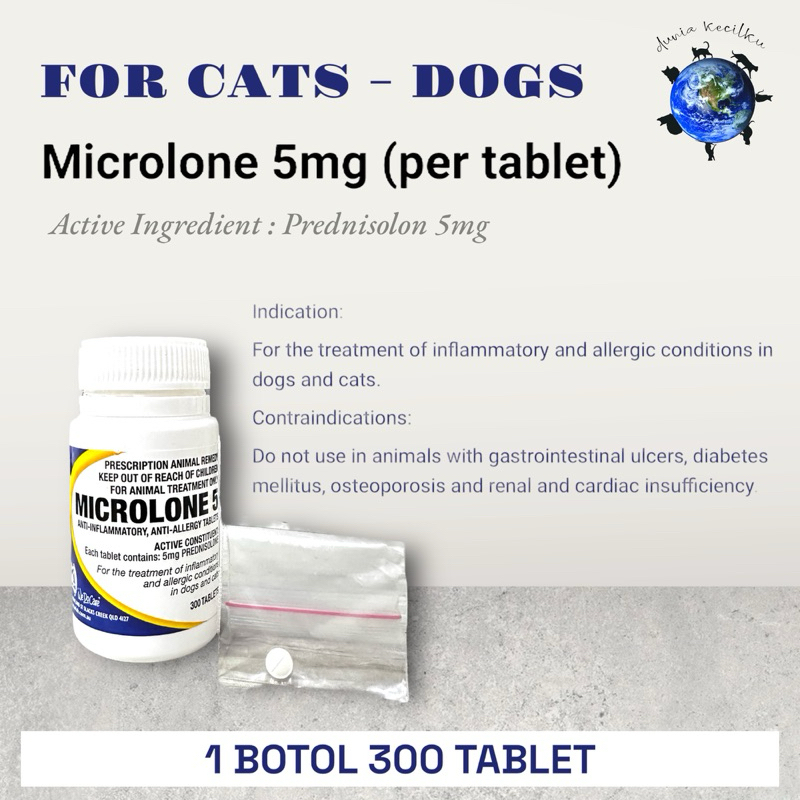 Jual Microlone 5 MG Tablet Untuk Kucing Dan Anjing Anti Radang & Alergi ...