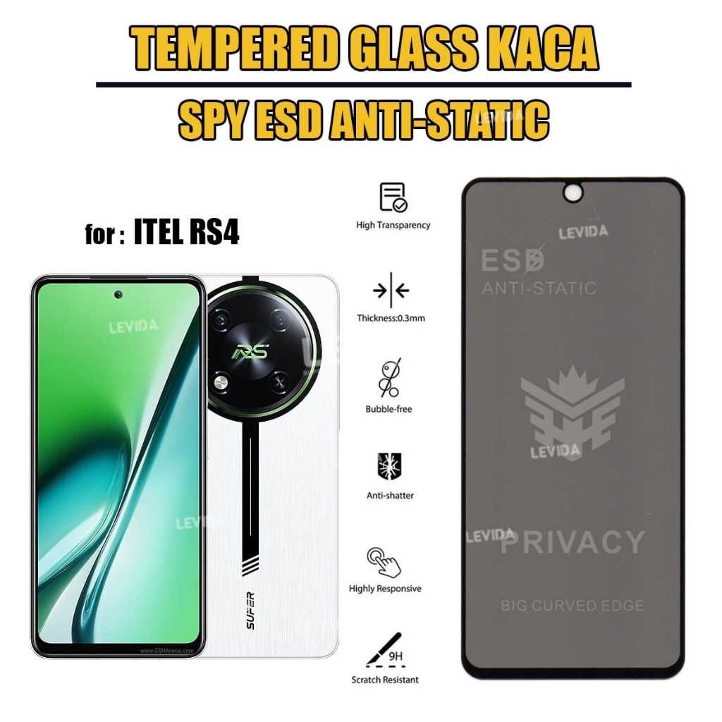 Jual Tempered glass Anti Static ESD SPY Anti Intip Premium Full Layar Antigores Spy Itel RS4 ...