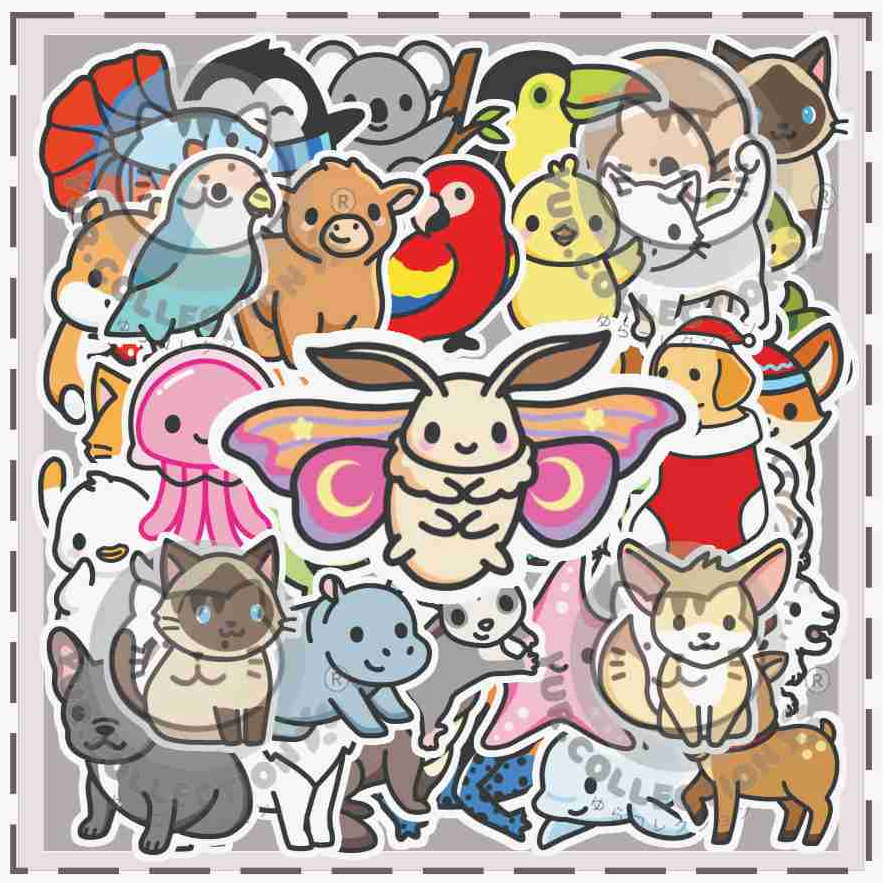 Jual (40 PCS) Sticker Lucu/ Sticker Hewan Lucu Glossy/ Animal Sticker ...