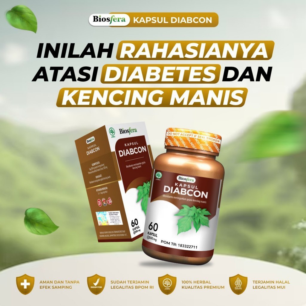 Jual Kapsul DIABCON Biosfera Menurunkan Kadar Gula Darah Diabetes 60 ...