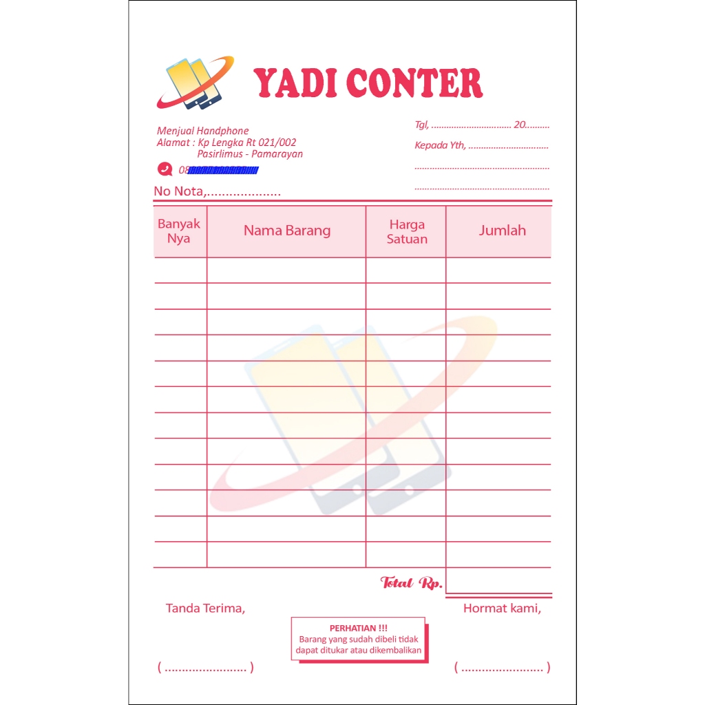 Jual Cetak Nota Servis Hp I Cetak NOta Konter Hp I Cetak Nota Custom ...