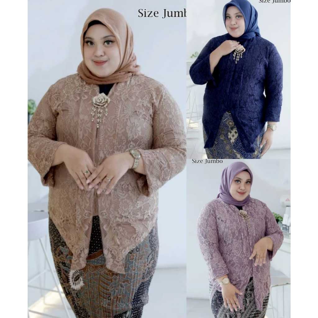 Jual Atasan Kebaya Floy Jumbo/Atasan Kebaya Kutubaru floy/Kebaya Jumbo Ld 3L 4L 5L LD 120 130 ...