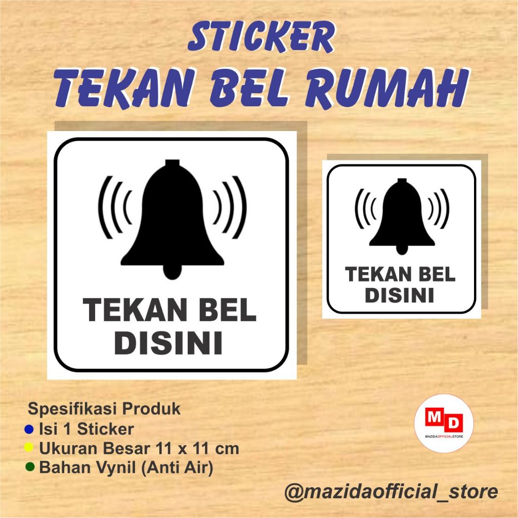 Jual Sticker Tekan Bel Rumah Pintu Putih Logo Bel Anti Air | Shopee ...