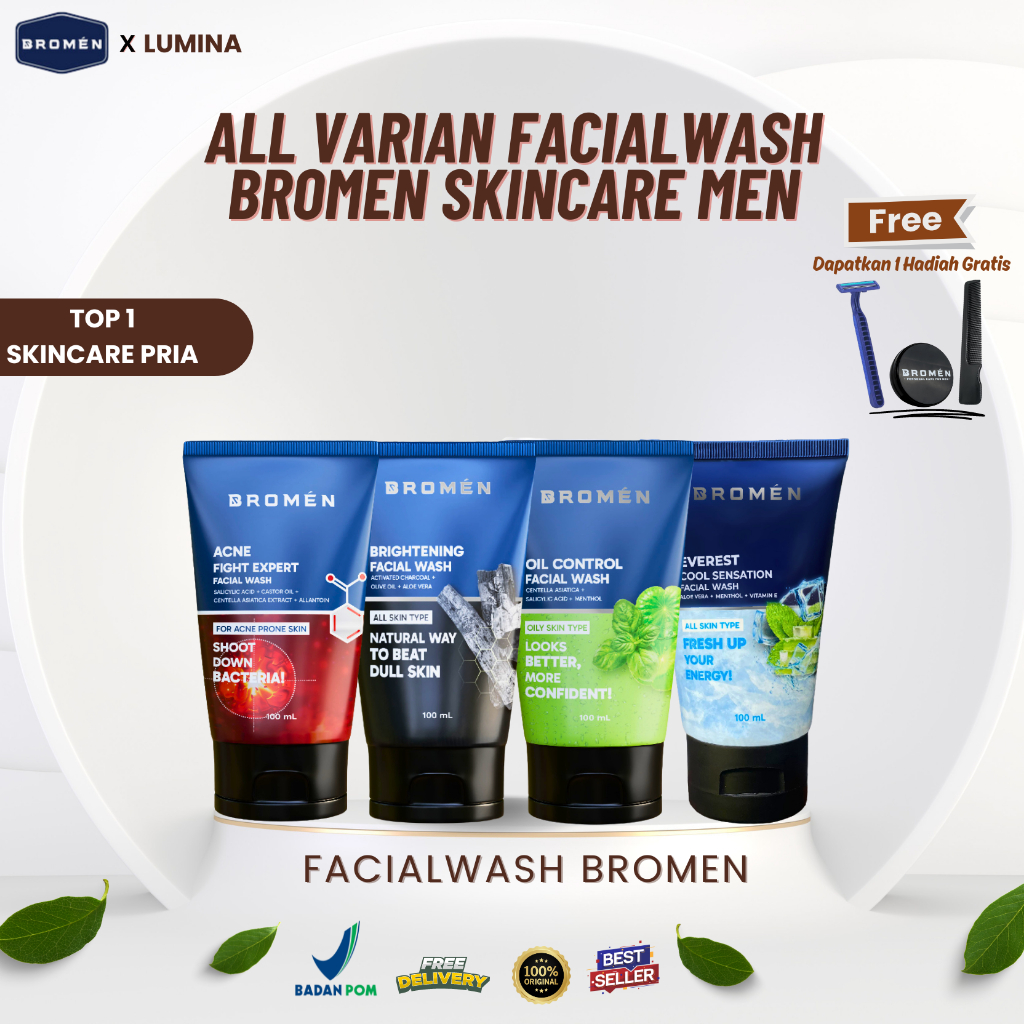 Jual BROMEN Facial Wash Men 100ml - Sabun Cuci Muka Pria Untuk Kulit Kusam, Berjerawat dan Kulit ...