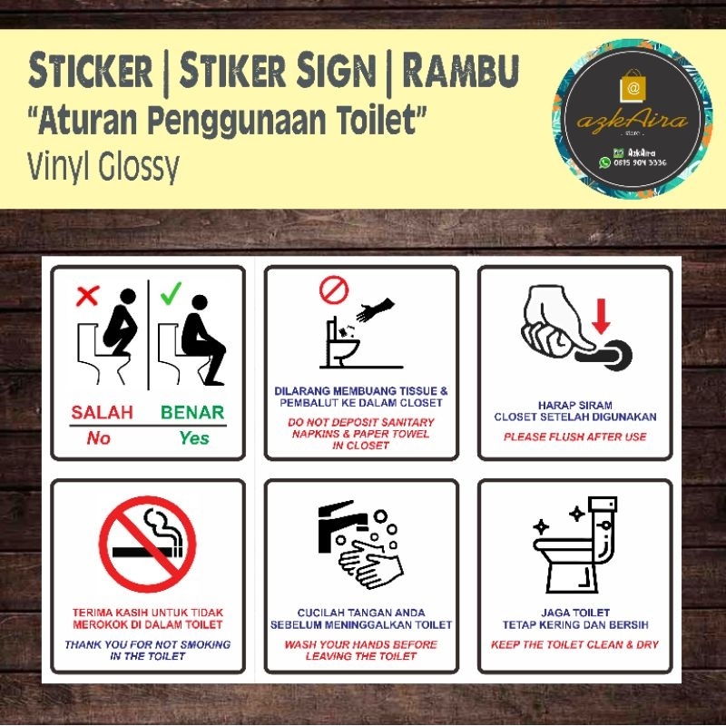 Jual Sticker Stiker Sign Rambu Aturan Penggunaan Toilet | Shopee Indonesia