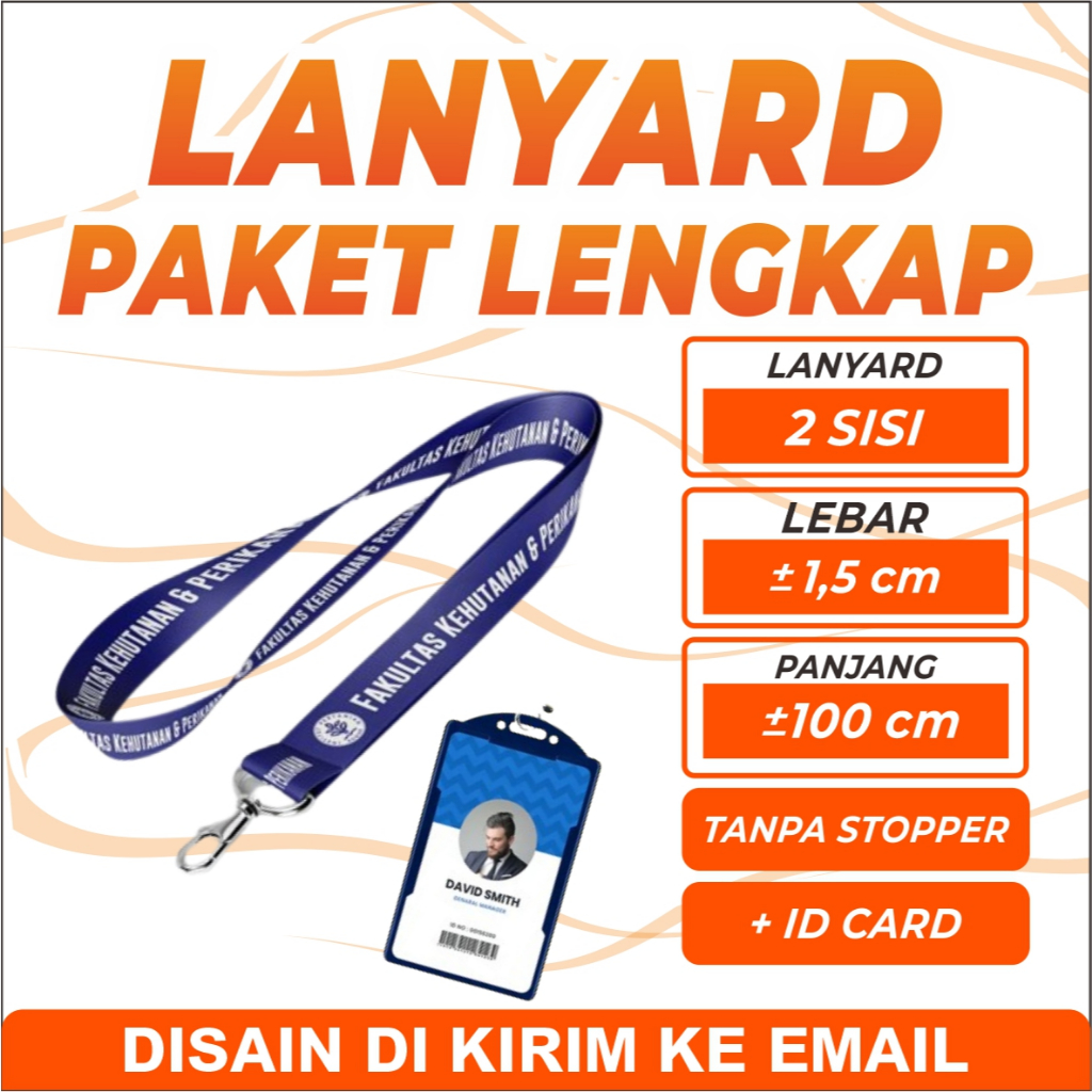 Jual Termurah Cetak custom ukuran 1,5 cm, tanpa stopper, Tali ID Card ...