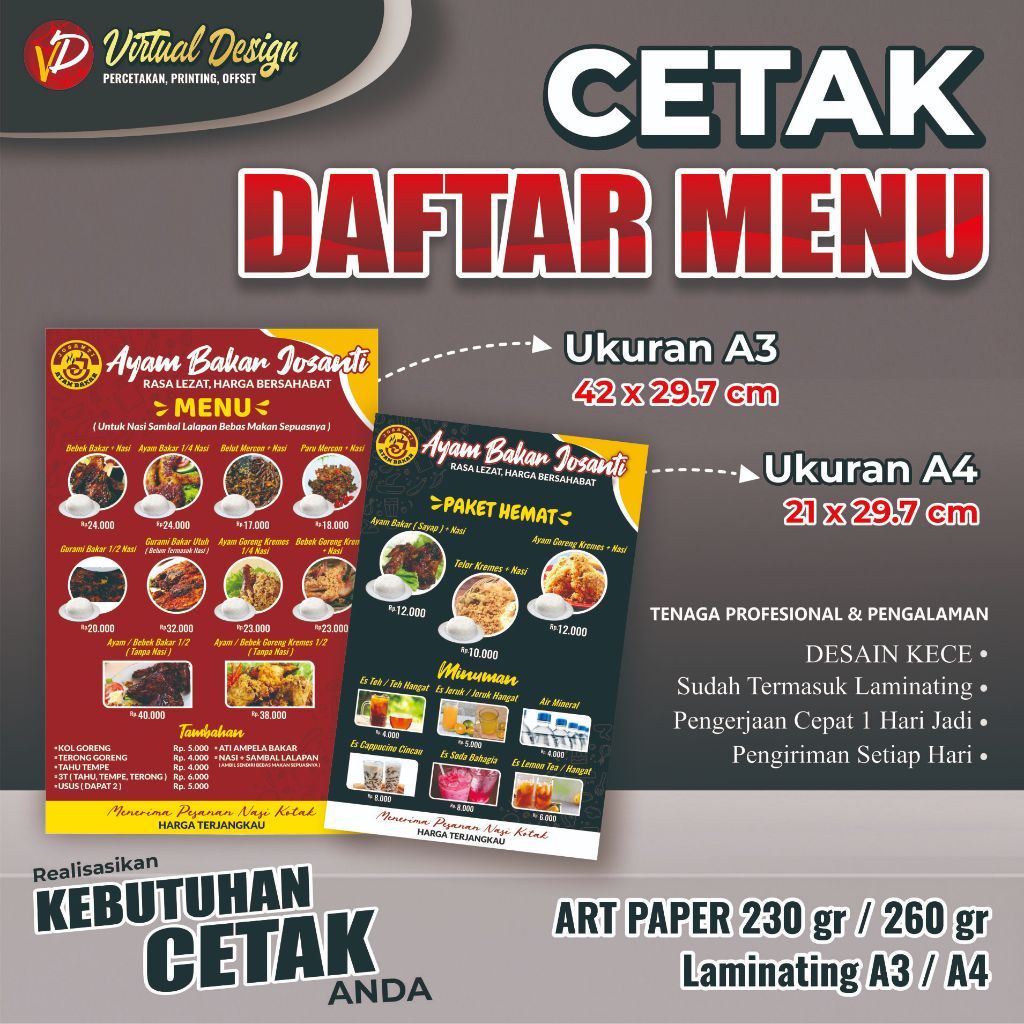 Jual CETAK DAFTAR MENU || BUKU MENU TERCEPAT DAN MURAH | Shopee Indonesia