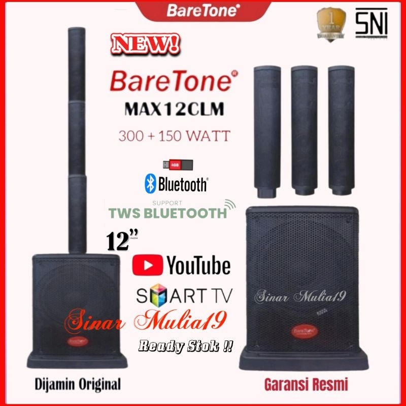 Jual BareTone MAX12CLM Speaker Satelite Column 12 Inch Bluetooth Harga ...
